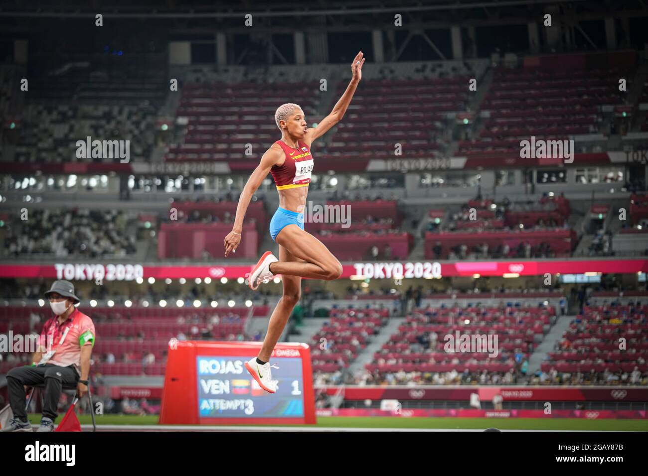 Tokyo, Japan. 01st Aug, 2021. Yulimar Rojas wins the Triple Jump of the ...
