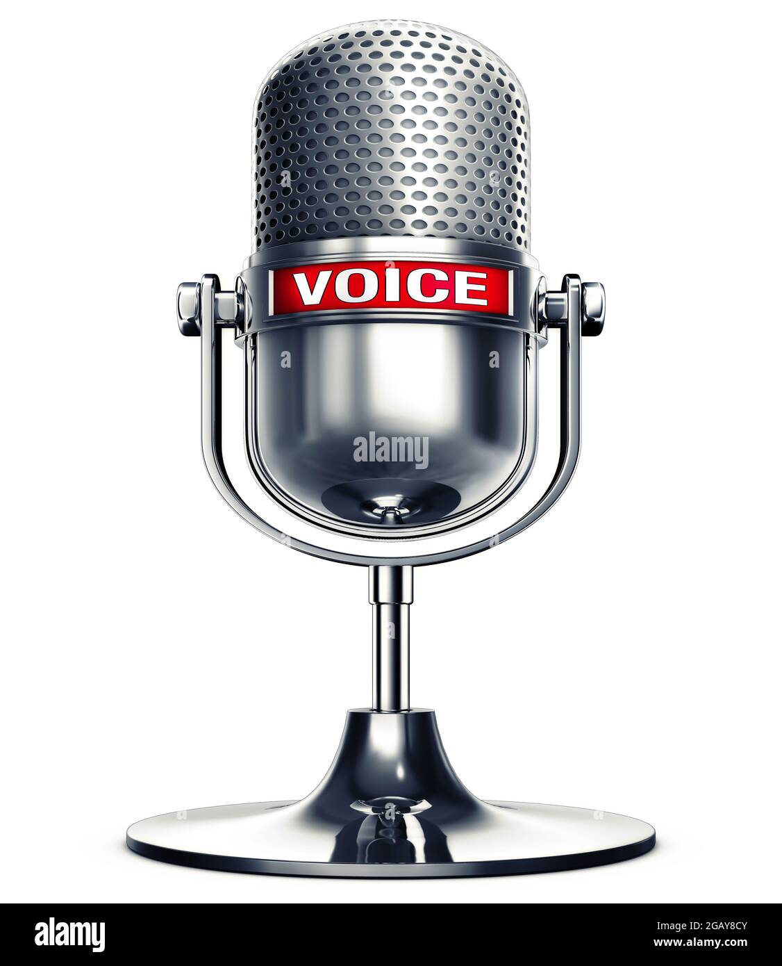 3D illustration of a microphone with the word voice Stock Photo - Alamy