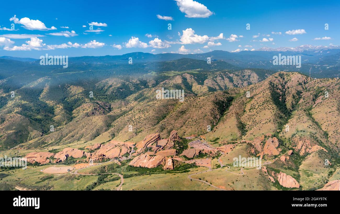 Aerial of Red Rock entertainment stage near Denver Colorado Stock Photo ...