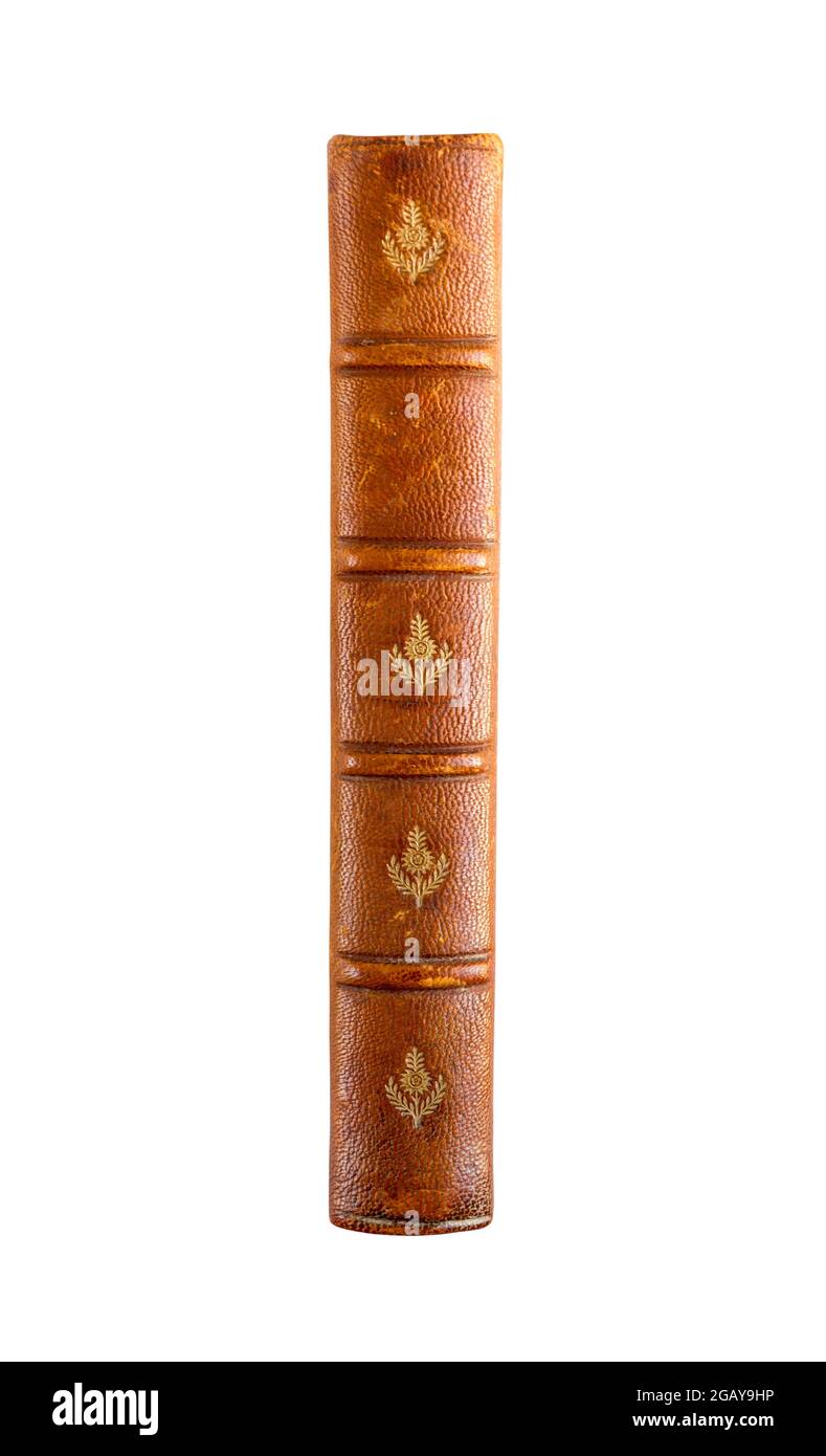 Old vintage book spine isolated on white background Stock Photo - Alamy