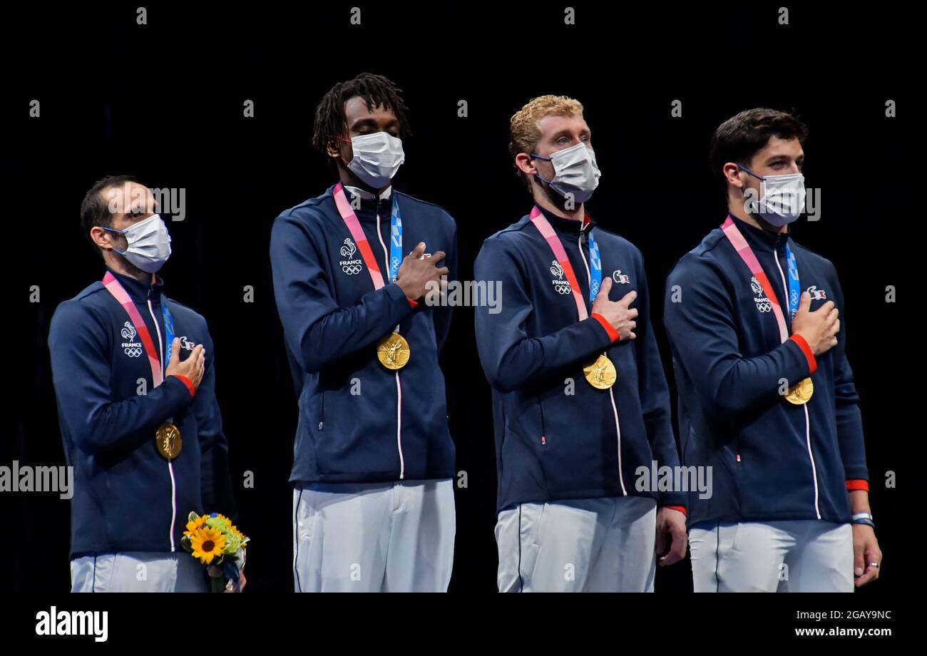 Tokyo, Japan. 01st Aug, 2021. Gold medalists, France's Foil team ...