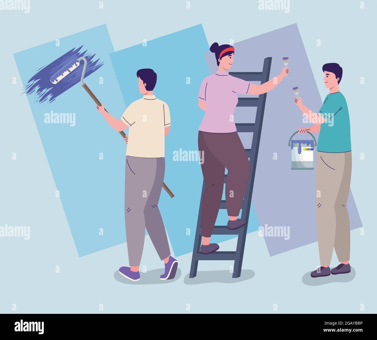 workers with paint remodel team Stock Vector Image & Art - Alamy