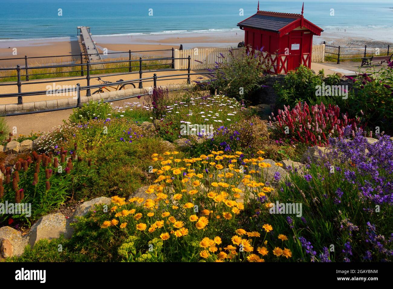 Public garden on the upper promenade at Saltburn by the Sea maintained ...