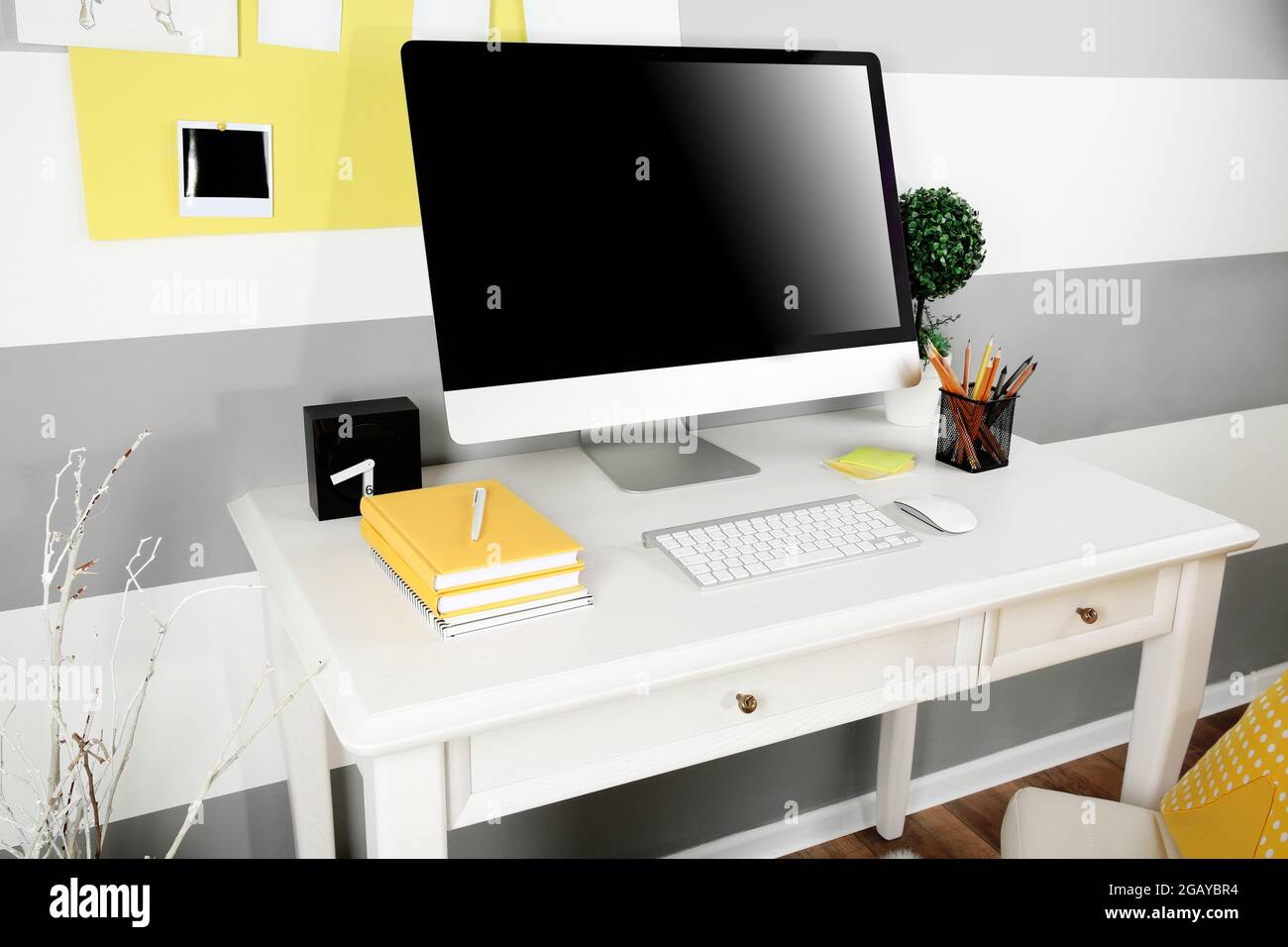 Modern workplace with computer on the table Stock Photo - Alamy