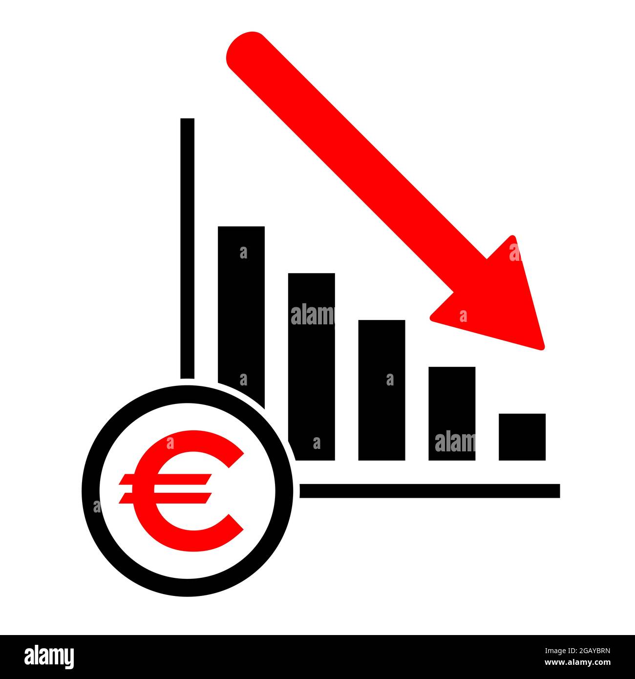 Loss, fall arrow economic symbol, income flat modern icon, isolated on ...