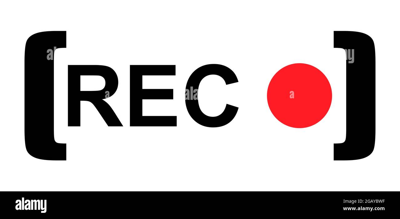 Recording sign button, red app panel, rec, vector symbol isolated on ...
