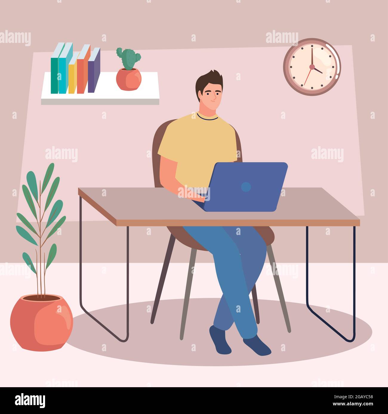 man working at the computer, scene Stock Vector Image & Art - Alamy