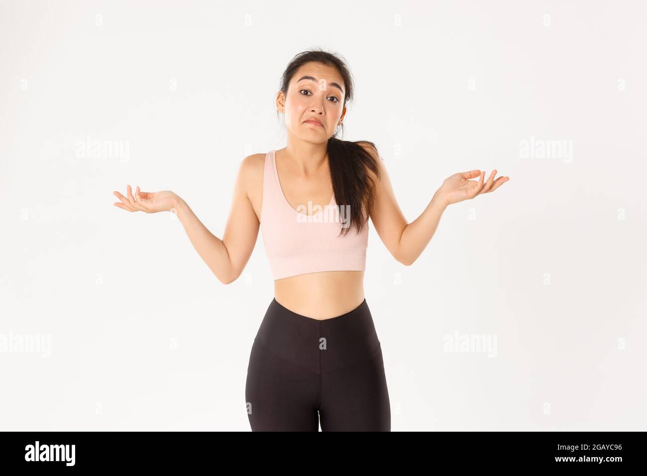 Sport, wellbeing and active lifestyle concept. Confused and clueless ...