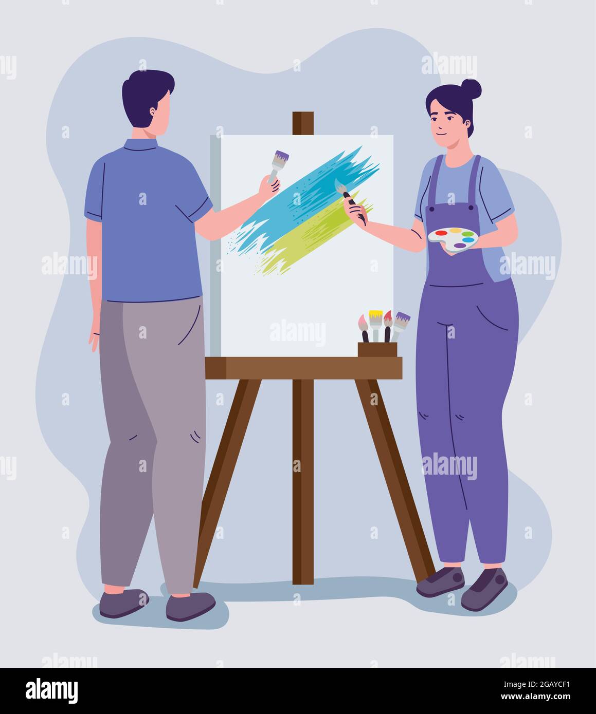 artist painting on canvas Stock Vector Image & Art - Alamy