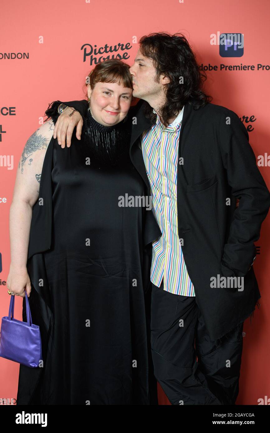 London, UK. 1 August 2021. Lena Dunham and Luis Felber pictured ...
