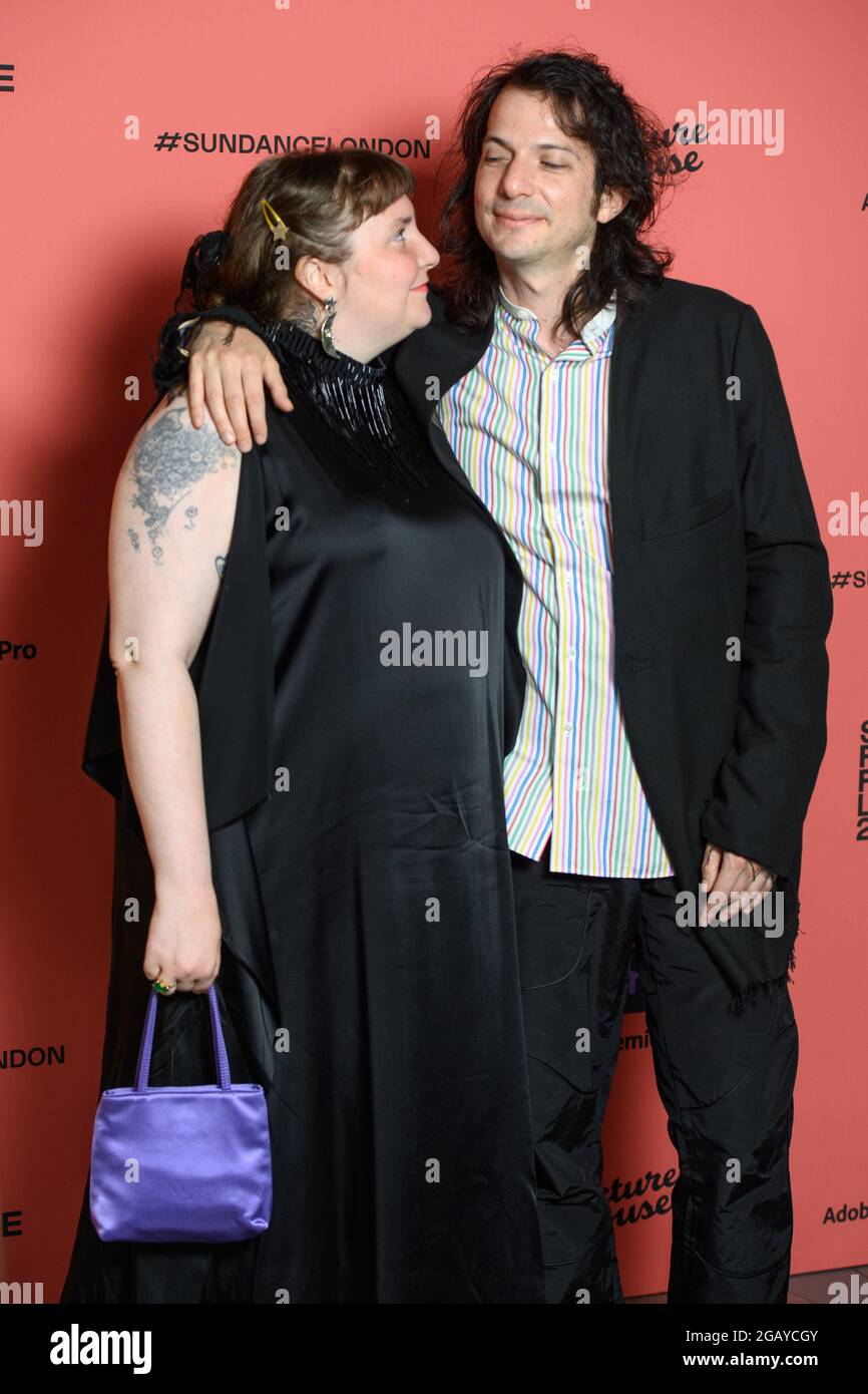 London, UK. 1 August 2021. Lena Dunham and Luis Felber pictured ...