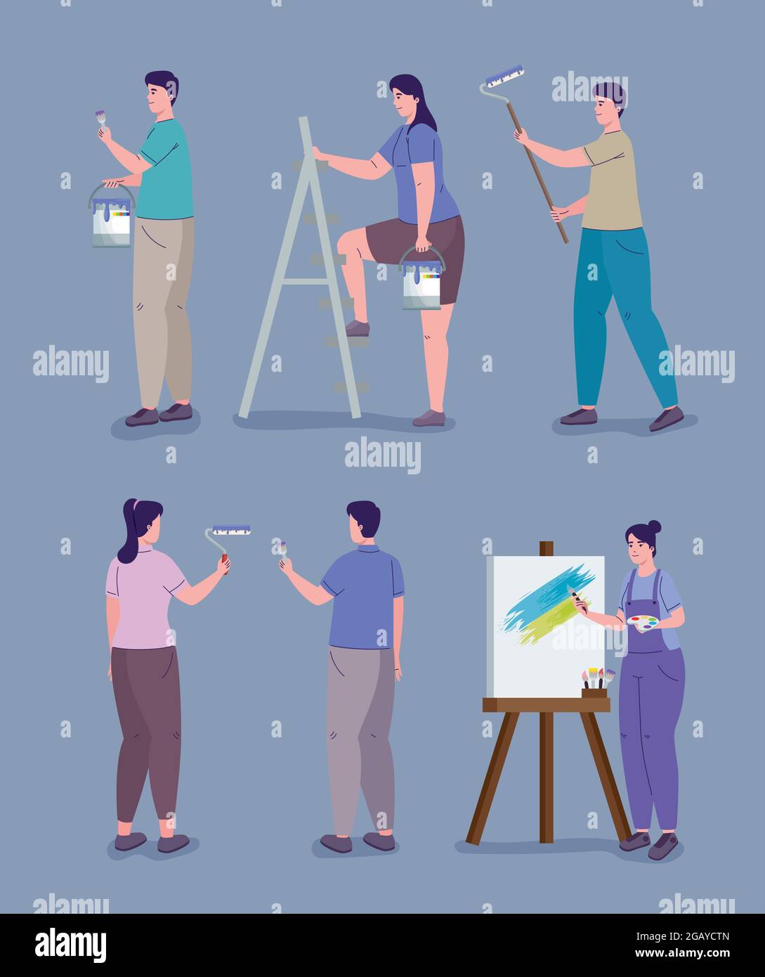 icons with people painting Stock Vector Image & Art - Alamy