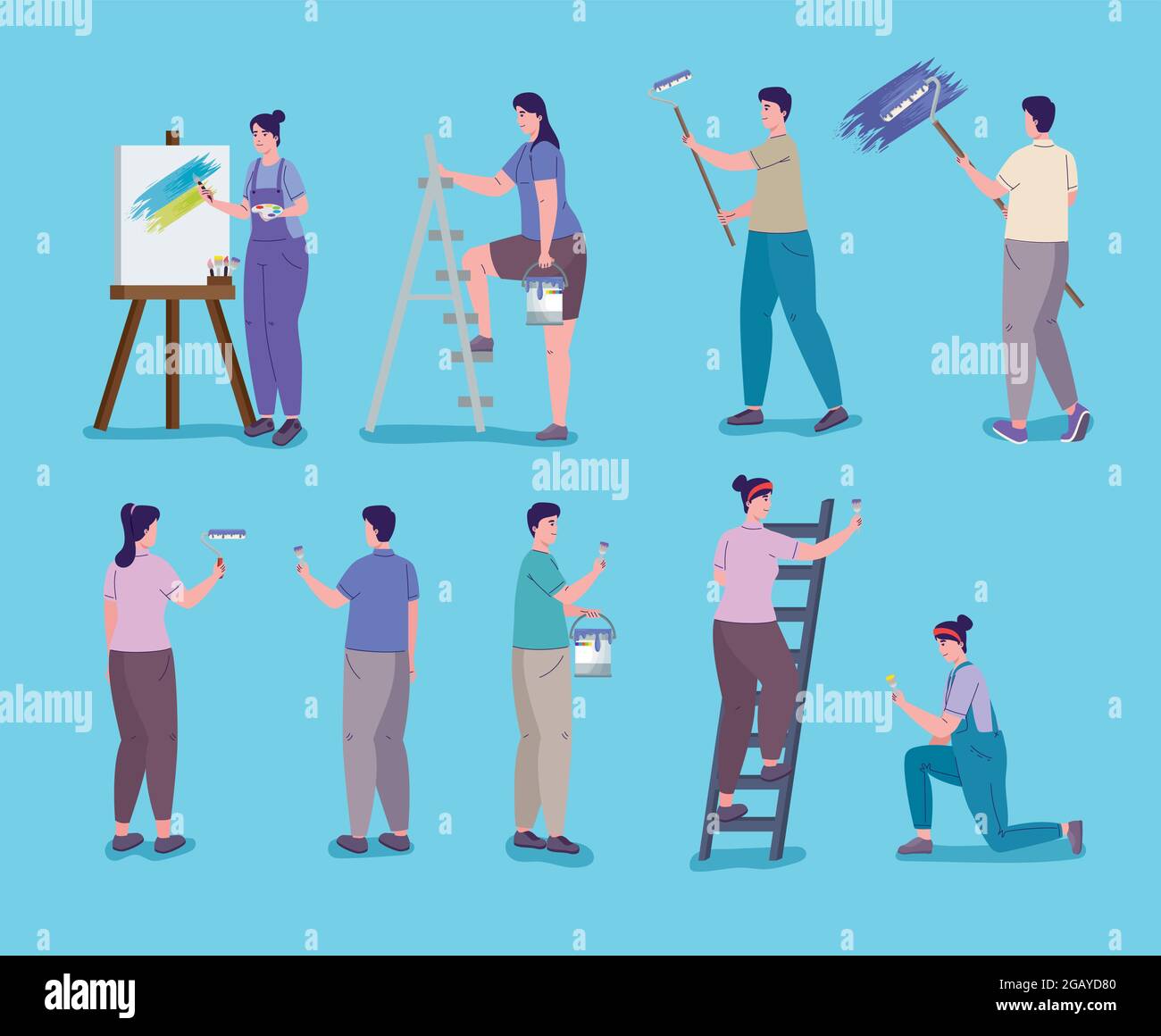 people painting in different poses Stock Vector Image & Art - Alamy