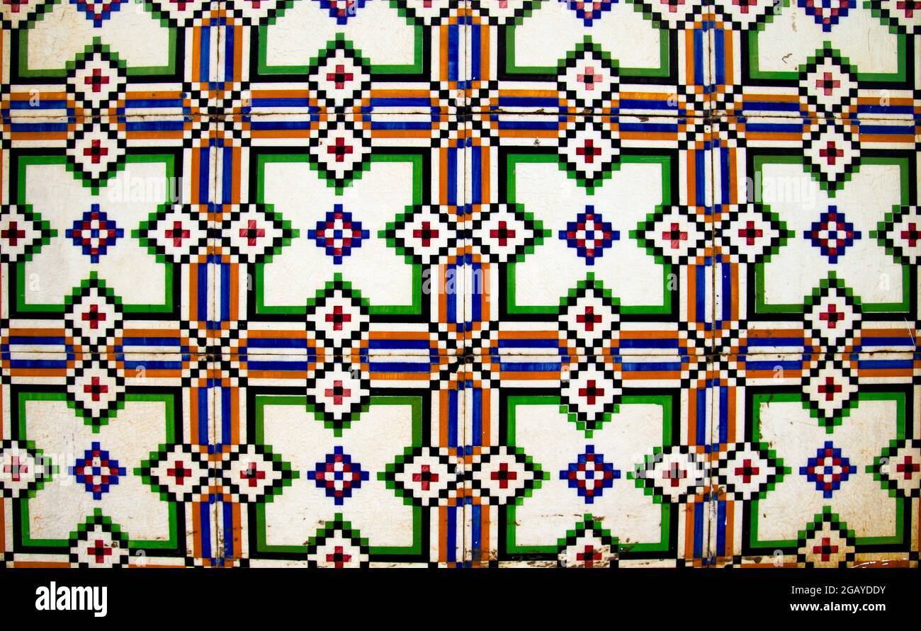 Portuguese azulejos, traditional tiles with geometric patterns Stock ...