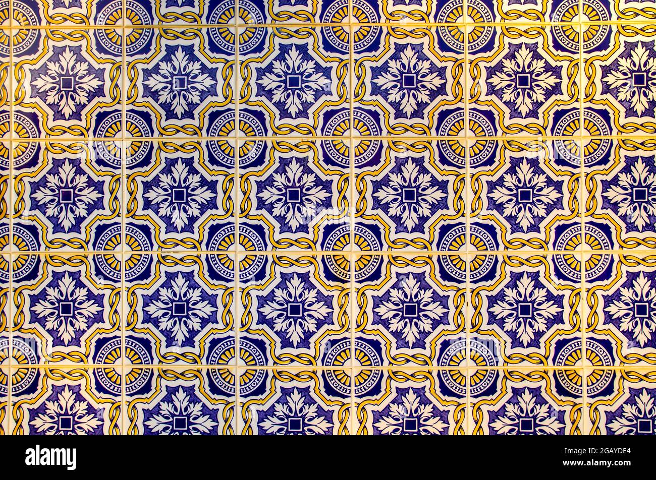 Portuguese azulejos, traditional tiles with vintage floral geometric ...