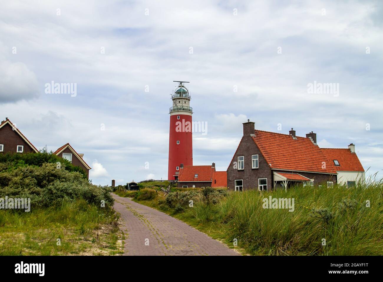 Eierland Lighthouse in Texel island, Wadden sea, North Holland ...