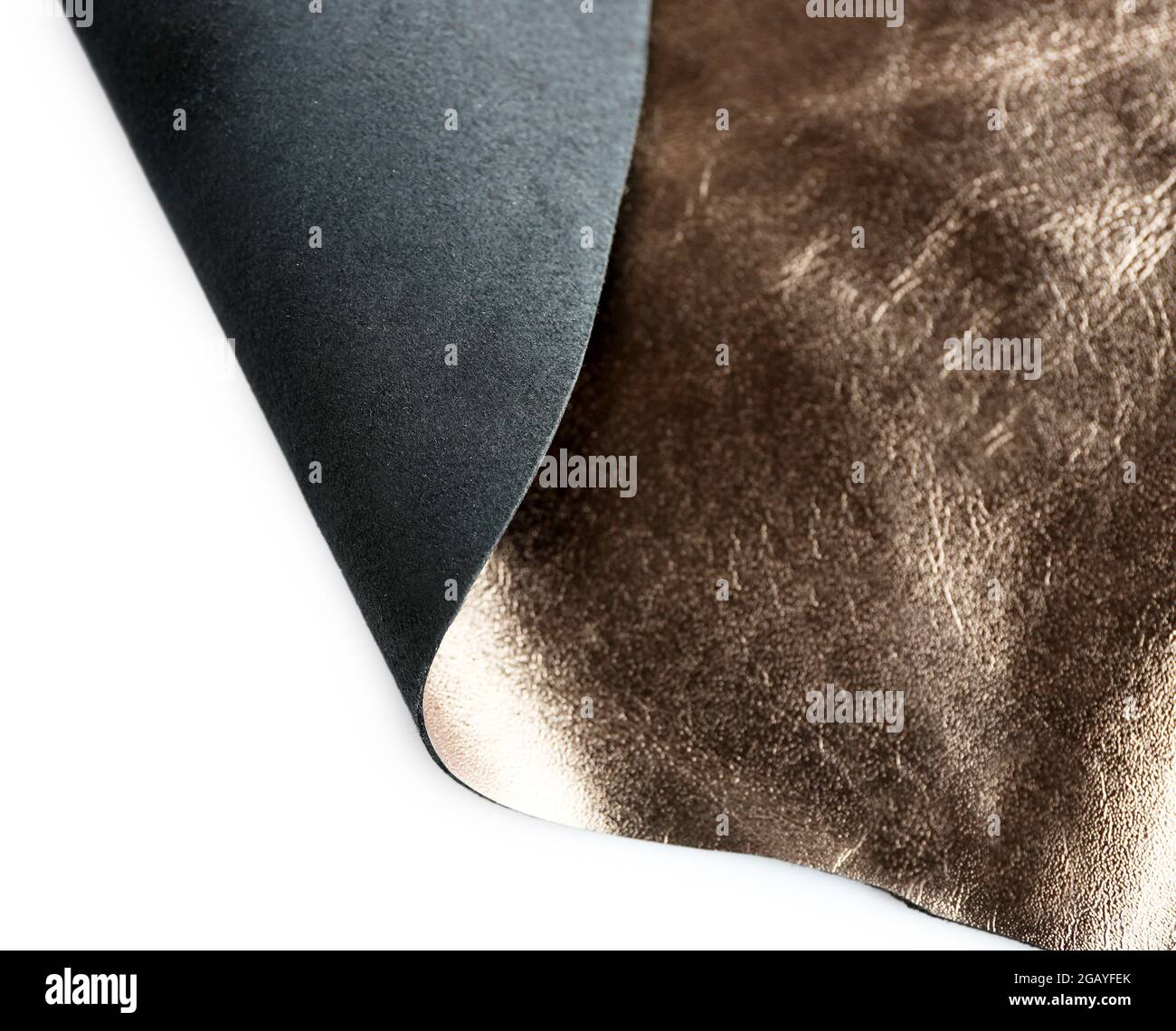 Dark brown shiny leather texture on white background, close up Stock ...