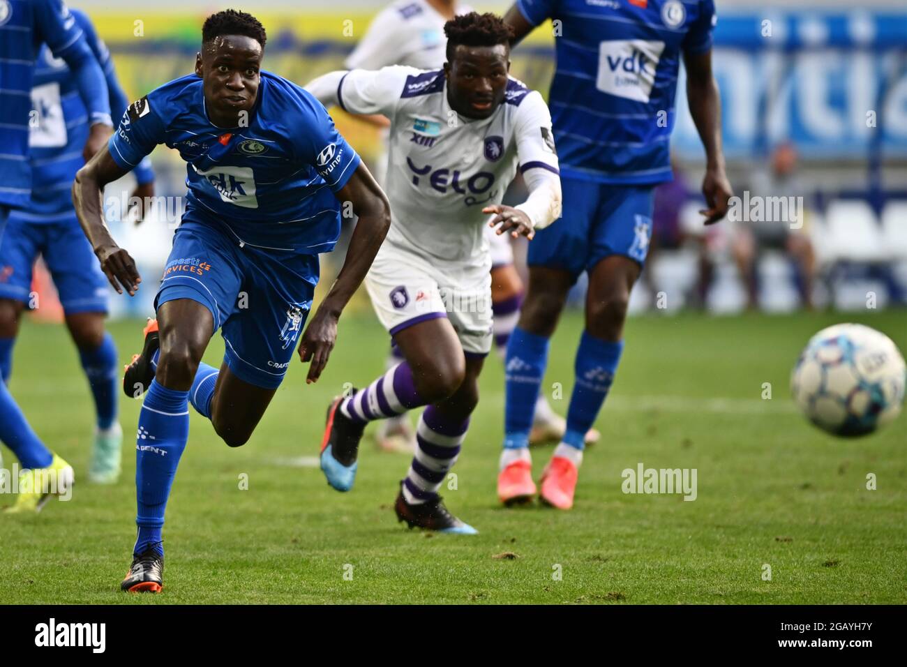 Gent's Joseph Okumu pictured in action during a soccer match between ...