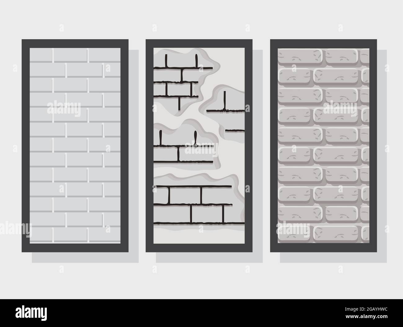 three gray walls bricks structures icons Stock Vector Image & Art - Alamy