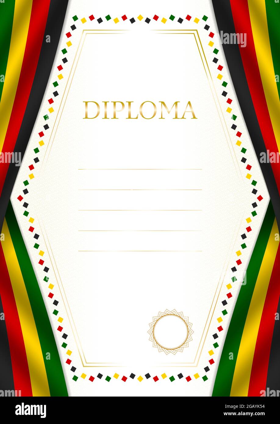 Vertical frame and border with Zimbabwe flag, template elements for ...