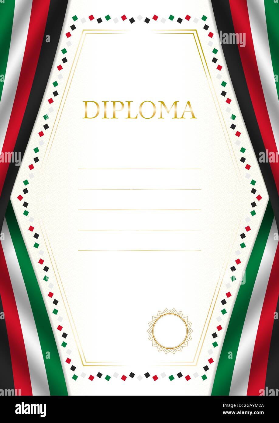 Vertical frame and border with Kuwait flag, template elements for your ...