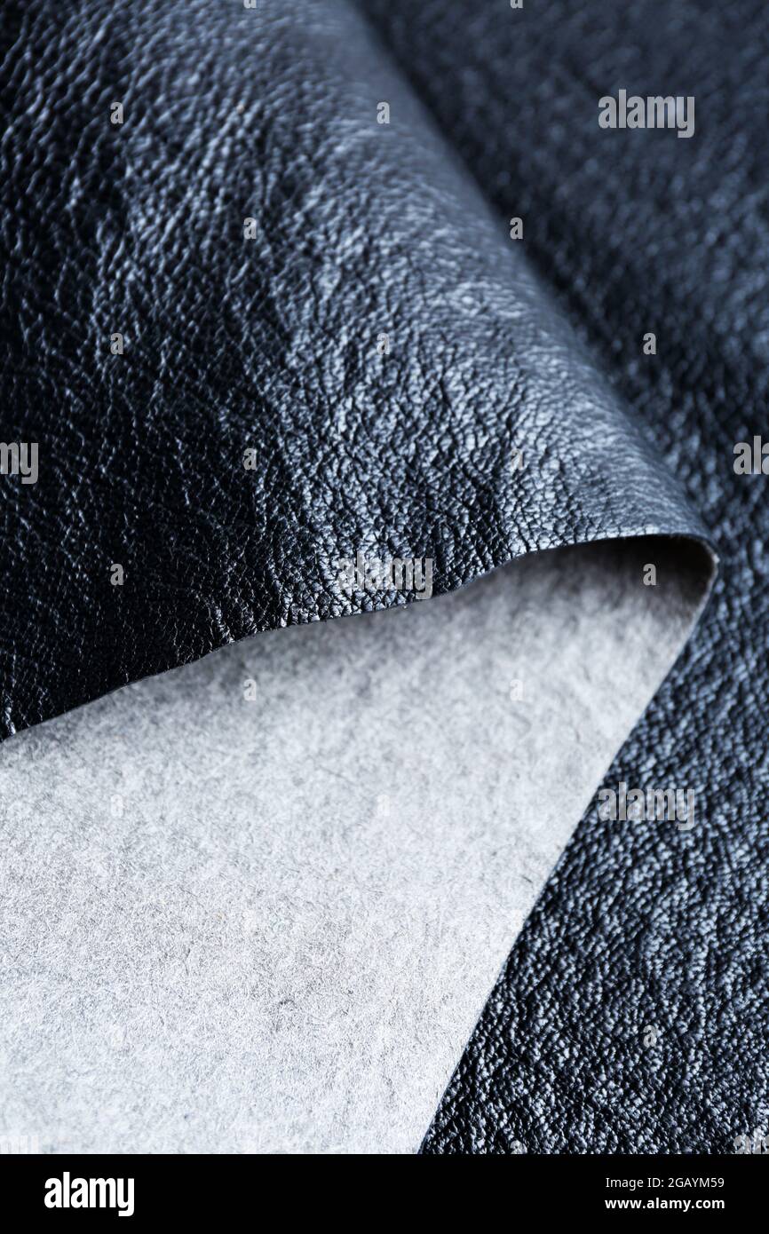 Grey leather front and wrong side texture background Stock Photo - Alamy