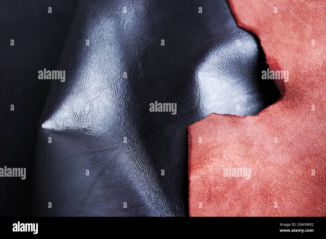Black-brown leather front and wrong side texture background Stock Photo ...