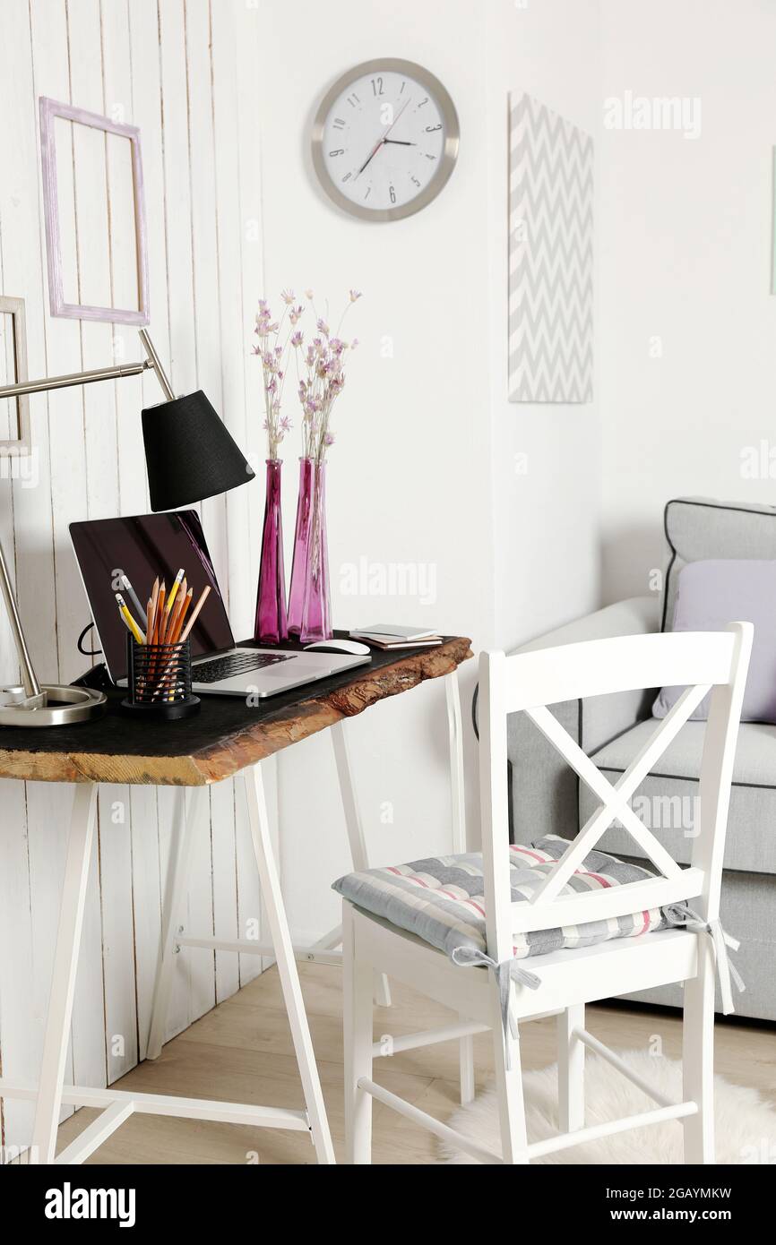 Stylish workplace at home, indoors Stock Photo - Alamy