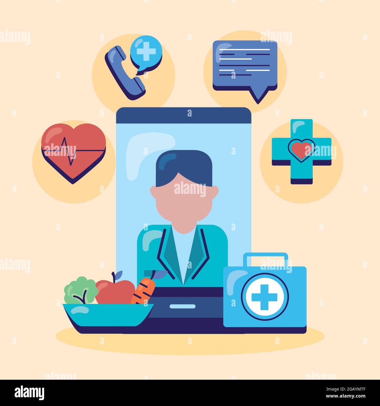 smartphone with health app technology Stock Vector Image & Art - Alamy