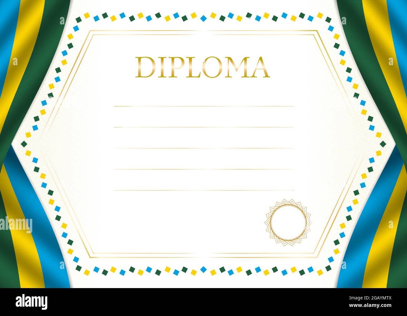 Horizontal frame and border with Rwanda flag, template elements for ...