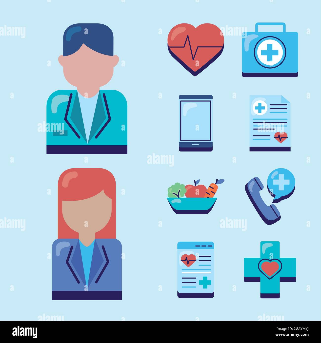 ten health app set icons Stock Vector Image & Art - Alamy