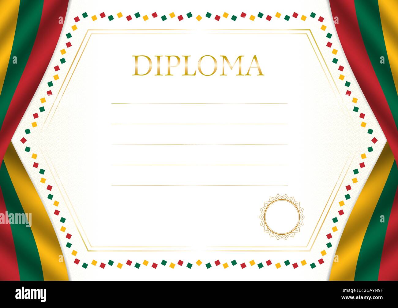 Horizontal frame and border with Lithuania flag, template elements for ...