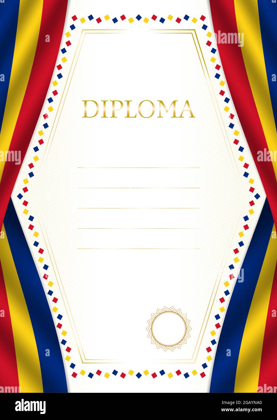 Vertical frame and border with Romania flag, template elements for your ...
