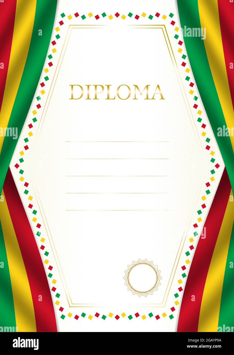 Vertical frame and border with Guyana flag, template elements for your certificate and diploma ...