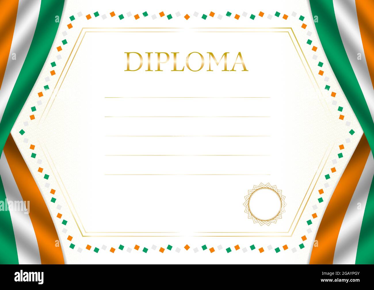 Horizontal frame and border with Ivory Coast flag, template elements ...
