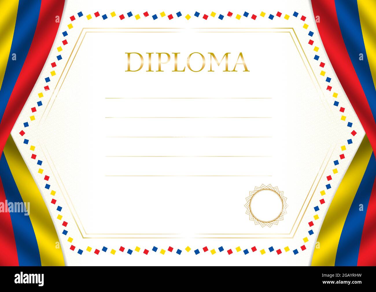 Horizontal frame and border with Ecuador flag, template elements for ...