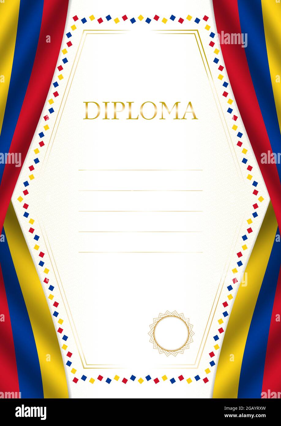 Vertical frame and border with Colombia flag, template elements for ...
