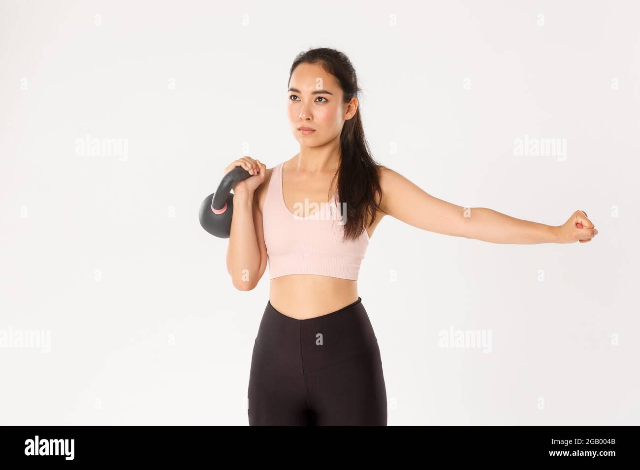 Sport, wellbeing and active lifestyle concept. Focused and motivated ...