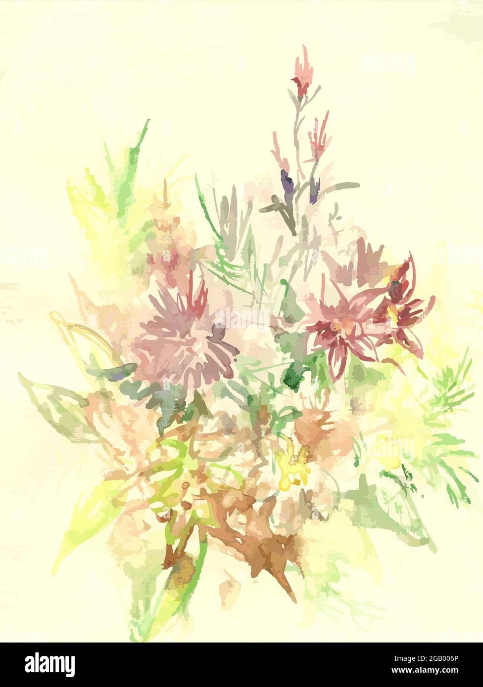 Watercolor flowers splashes for holidays and events. Bouquet of ...