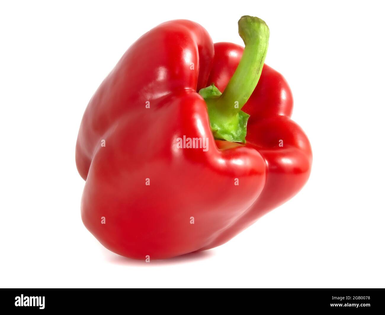 Red pepper close up tilted to the side, fresh vegetable isolated on ...
