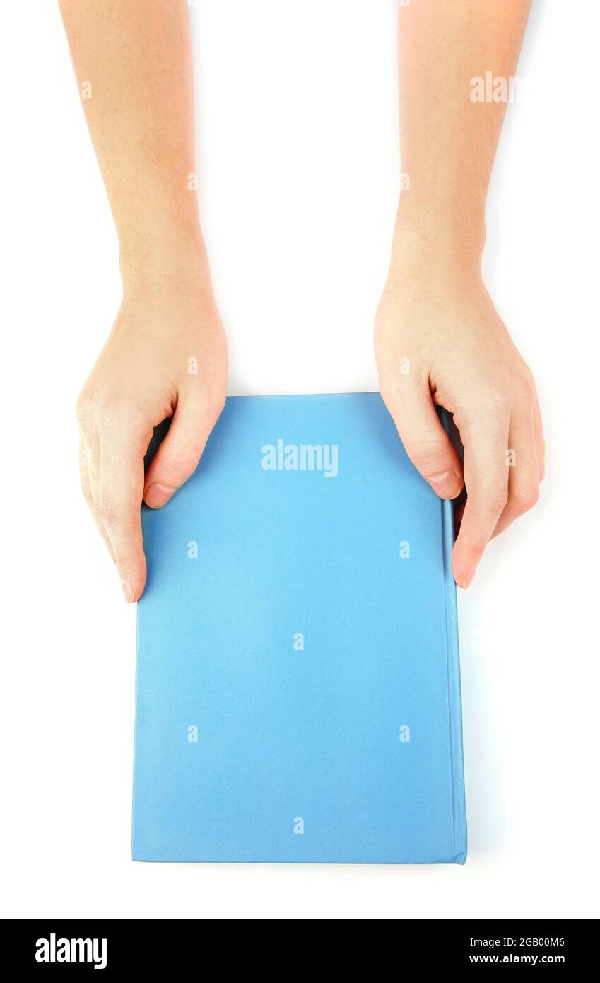 Female hands holding book, isolated on white Stock Photo - Alamy