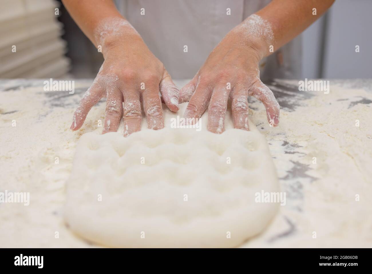 Close up of woman Kneading Pizza Dough Stock Photo - Alamy