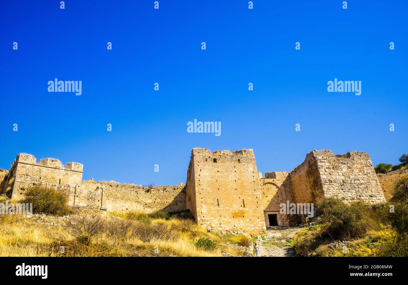 castle of Acrocorinth above archaeological site of ancient Corinth ...