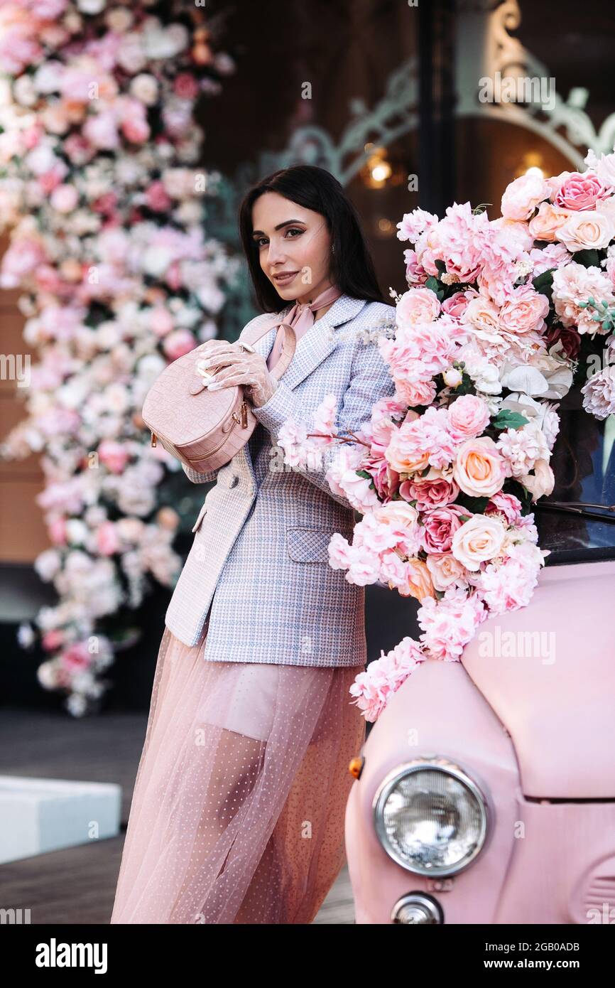 Female model posing car hi-res stock photography and images - Alamy