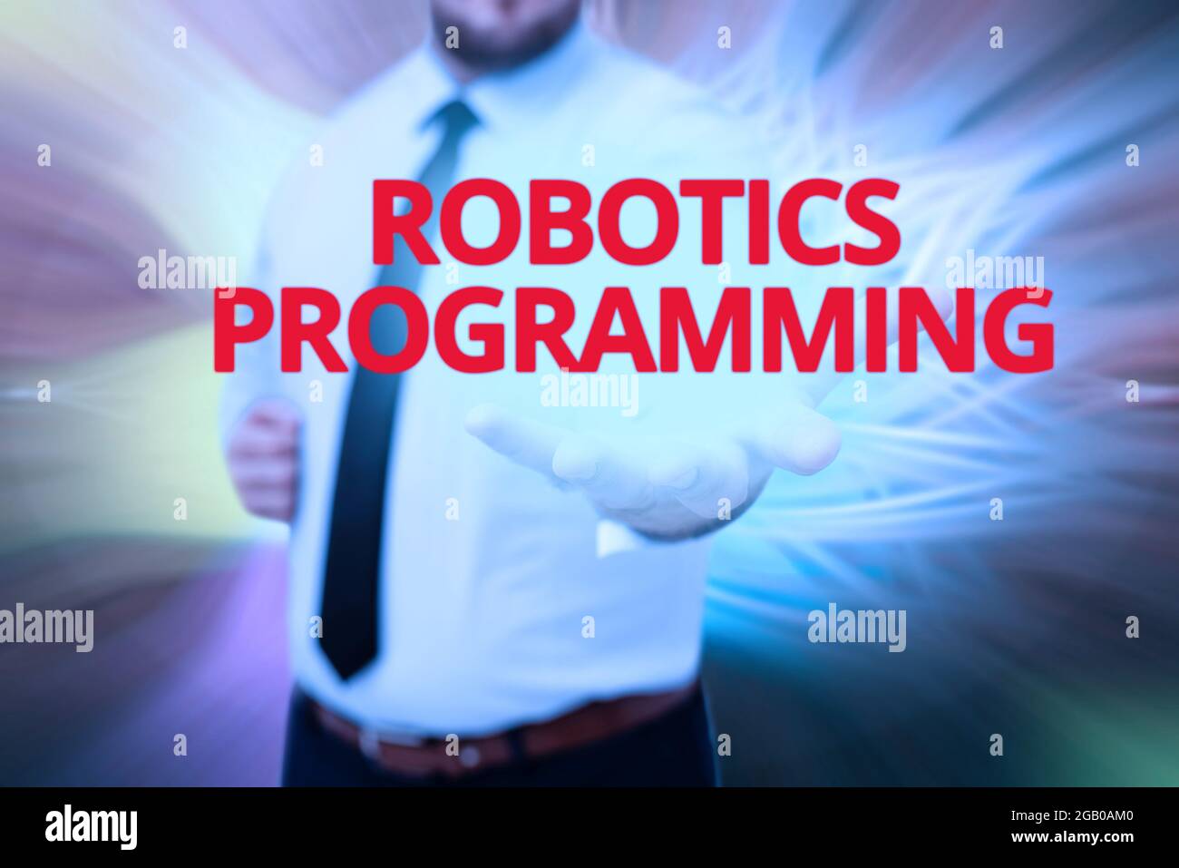 Hand Writing Sign Robotics Programming Word Written On Software That