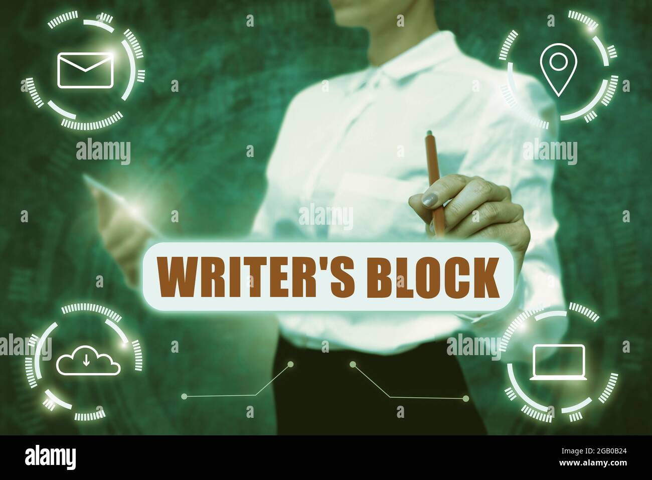 Hand writing sign Writer S Block. Business concept Condition of being unable to think of what to ...