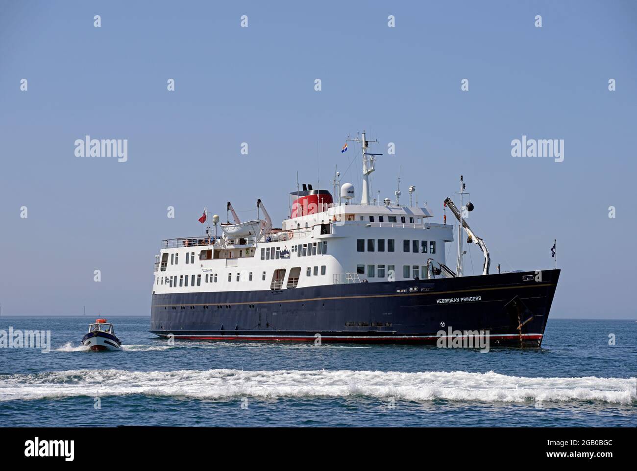 HEBRIDEAN PRINCESS at anchor in SAINT MARY'S ROAD, with the BISHOP ROCK ...