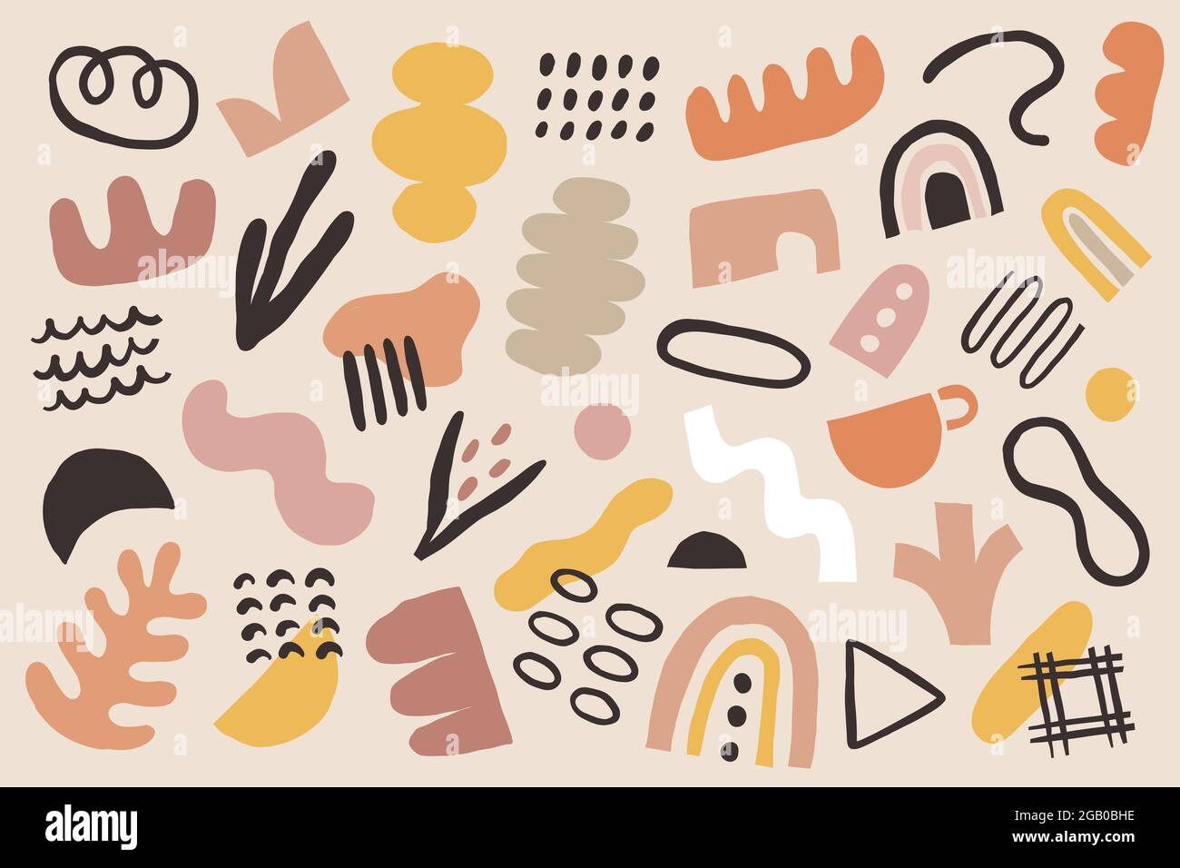 Various Boho Abstract Shapes Collection Minimalist Bohemian Style Abstraction Illustrations