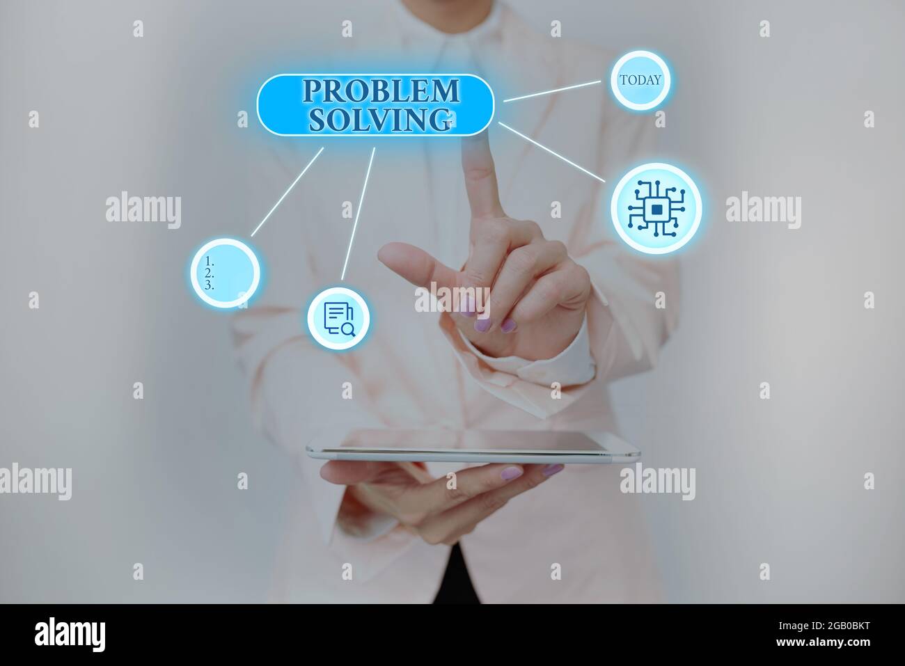 Hand writing sign Problem Solving. Business overview process of finding ...