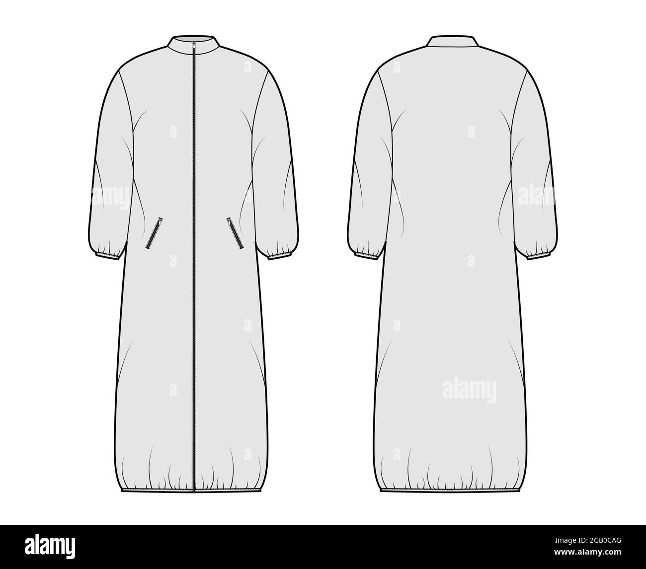 Jacket padded shell coat puffer technical fashion illustration with ...